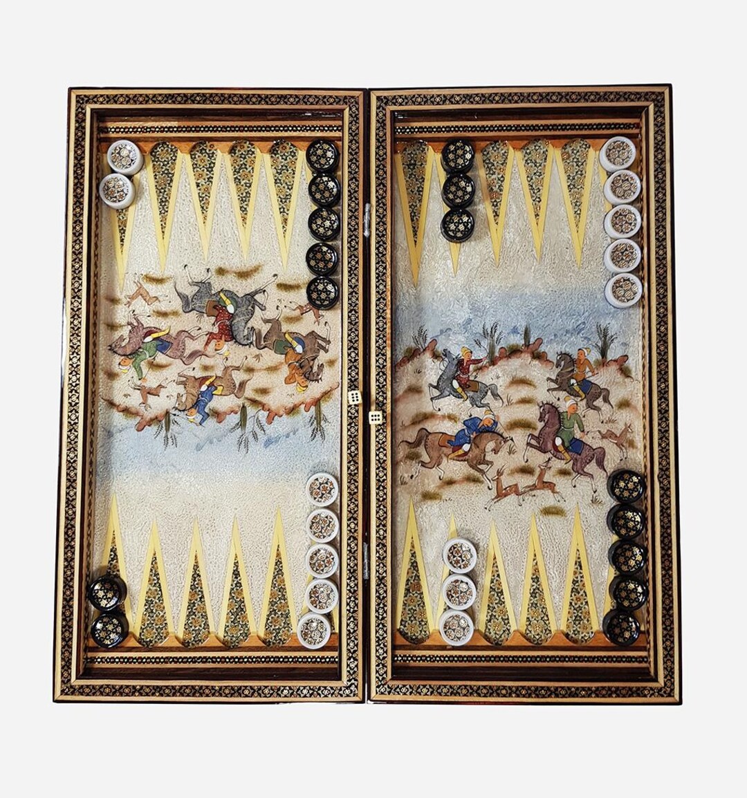 Wooden Handmade Khatam Backgammon With Case, Perfect Khatam Marquetry ...