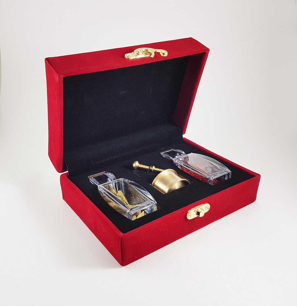 Chic Saffron Box, Premium Pure Saffron Threads With Mortar Grinder and ...