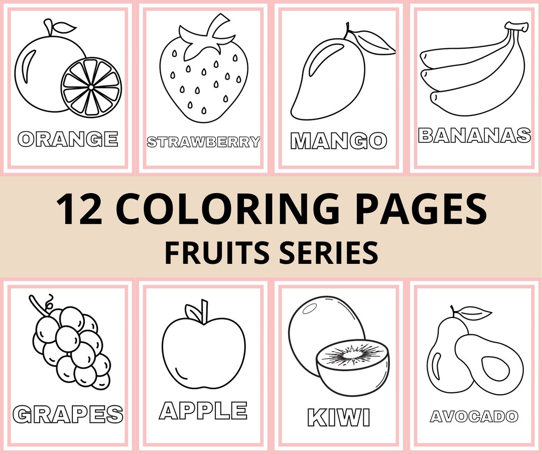 12 Fruits Coloring Pages Fruits Series Printable Coloring - Etsy