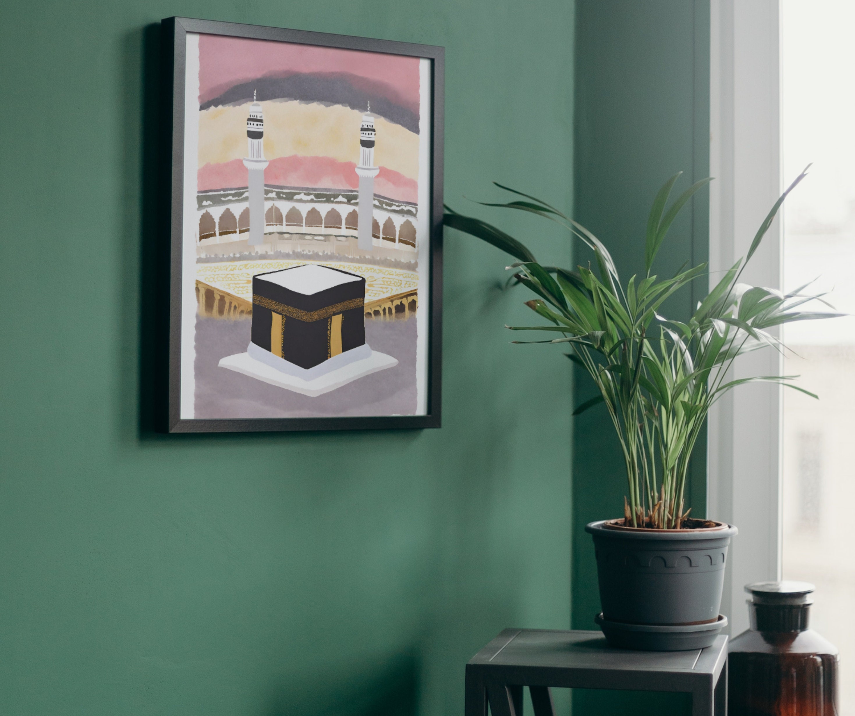 Kaaba AI Generated Wall Art Watercolor Poster Islamic - Etsy