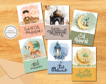Printable Eid Mubarak Cards, Eid Mubarak Printable Cards, Islamic ...