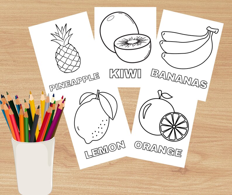 12 Fruits Coloring Pages Fruits Series Printable Coloring - Etsy
