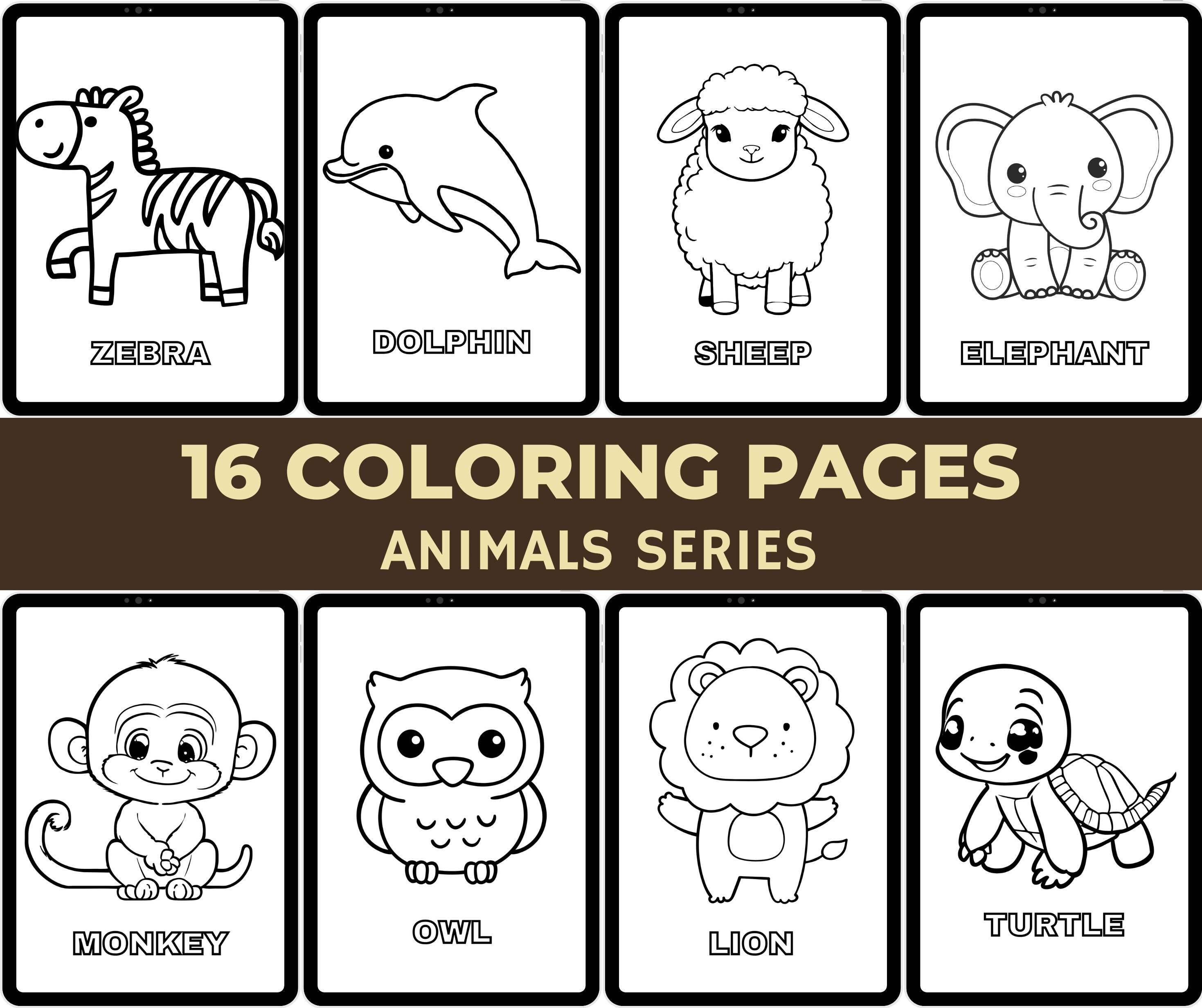 16 Animals Coloring Pages, Animals Series, Printable Coloring Pages for ...