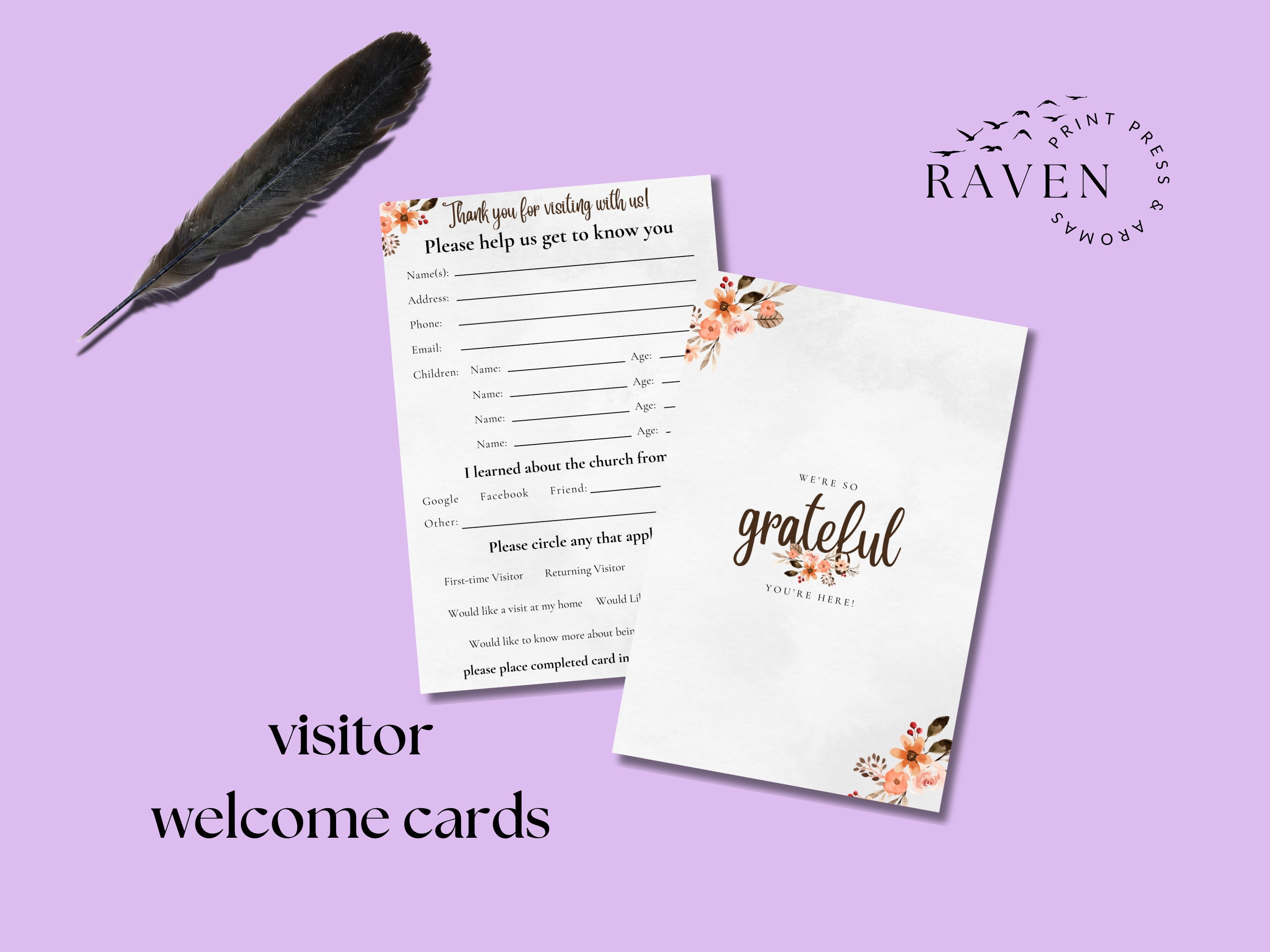 Church Visitor Welcome Card Grateful, Church Visitor Information Card ...