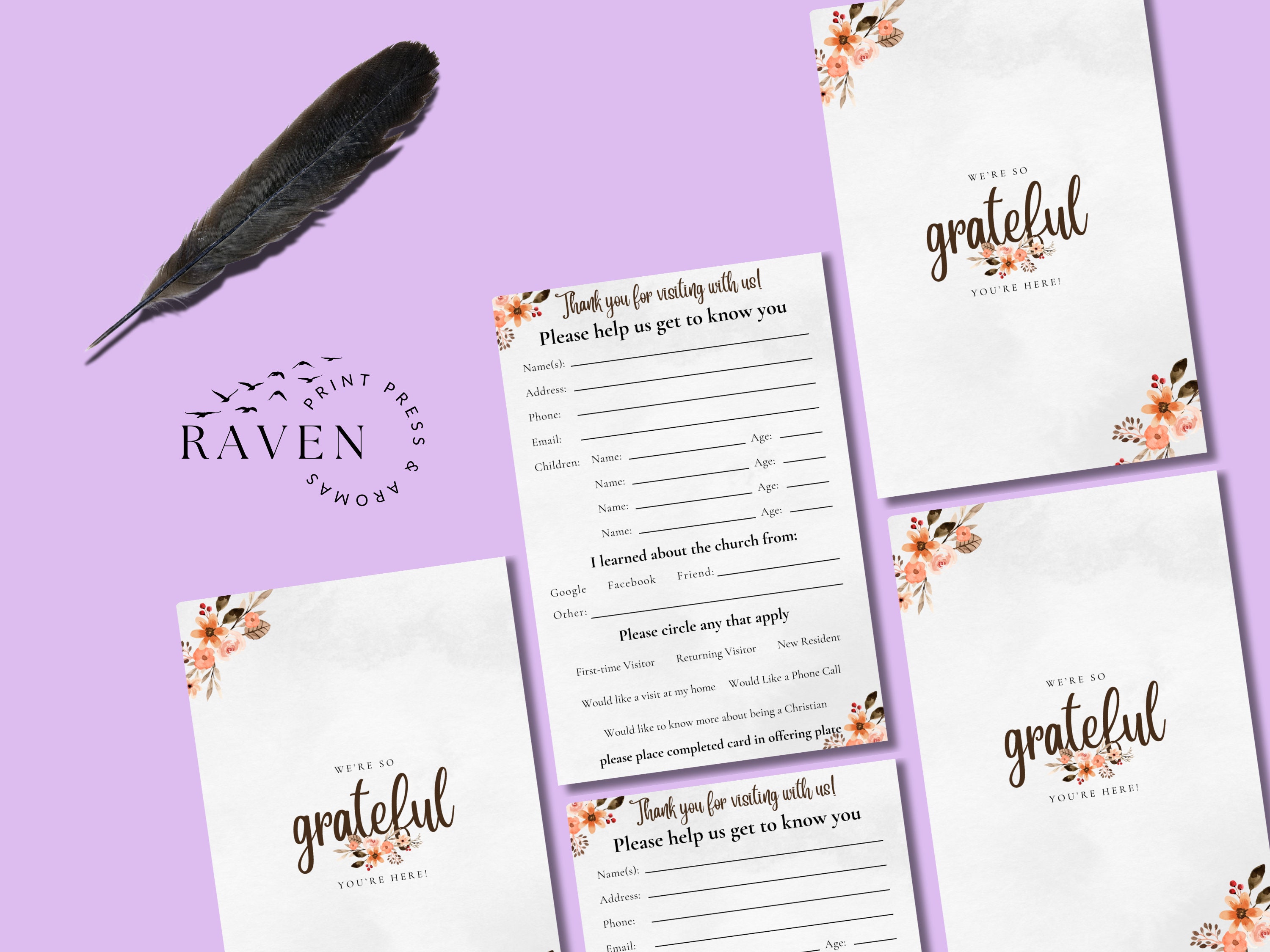 Church Visitor Welcome Card Grateful, Church Visitor Information Card ...