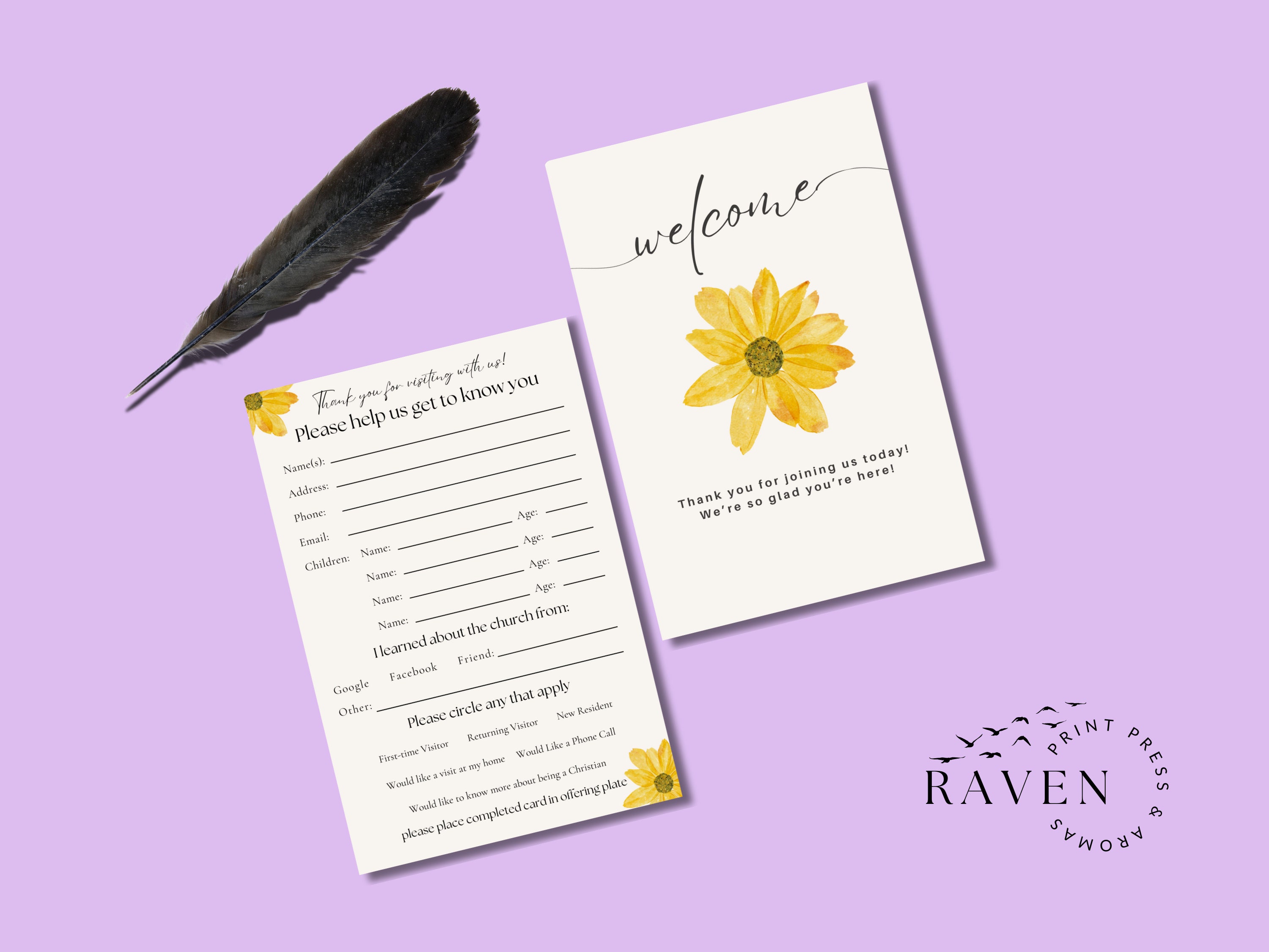 Church Visitor Welcome Card, Church Visitor Information Card, Bulk ...