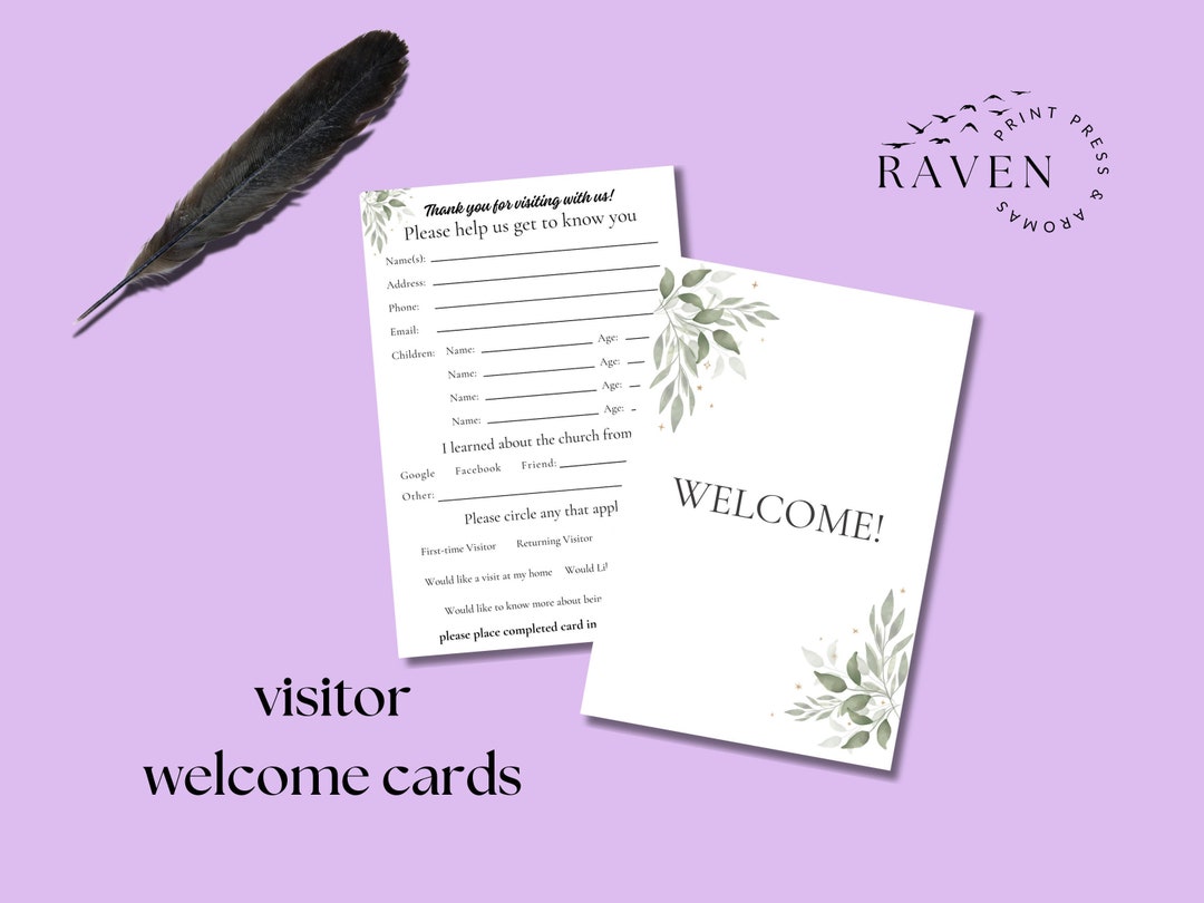 Church Visitor Welcome Card, Church Visitor Information Card, Bulk ...