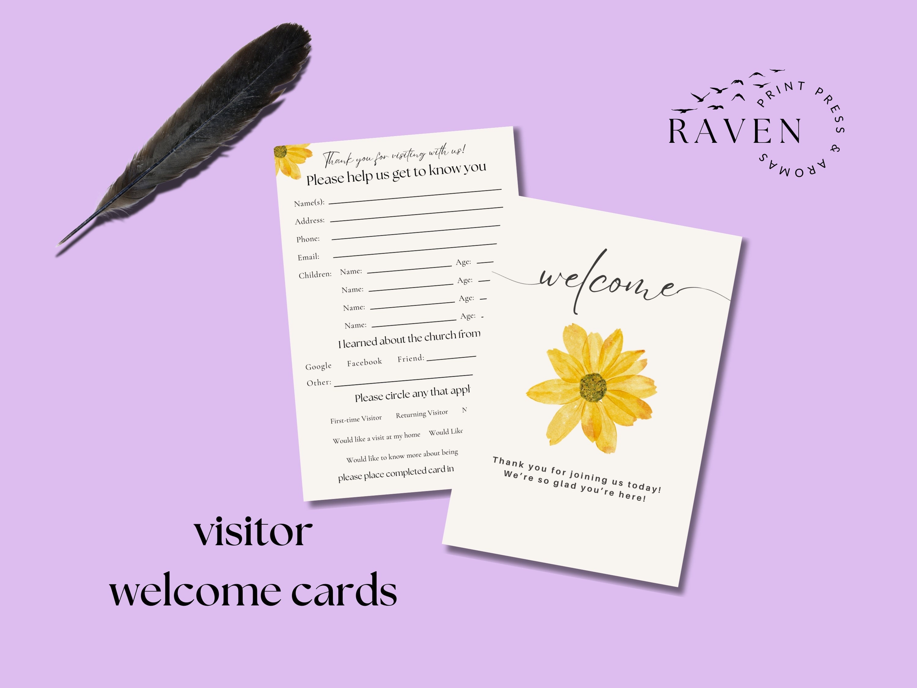 Church Visitor Welcome Card, Church Visitor Information Card, Bulk ...