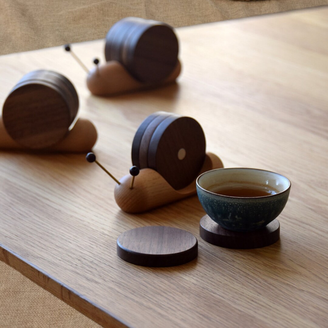 Creative Wooden Coasters Snail Shapes Wooden Coasters Cup - Etsy