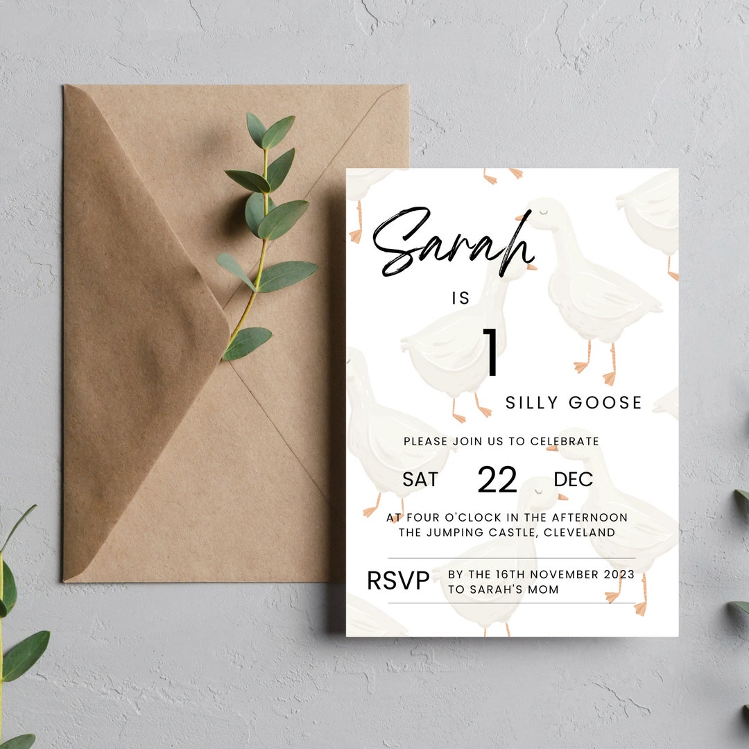 One Silly Goose First Birthday Party Pack Template - Fully Editable on ...