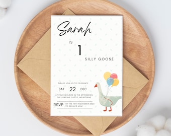 Silly Goose Invitation One Silly Goose Birthday Invitation First ...