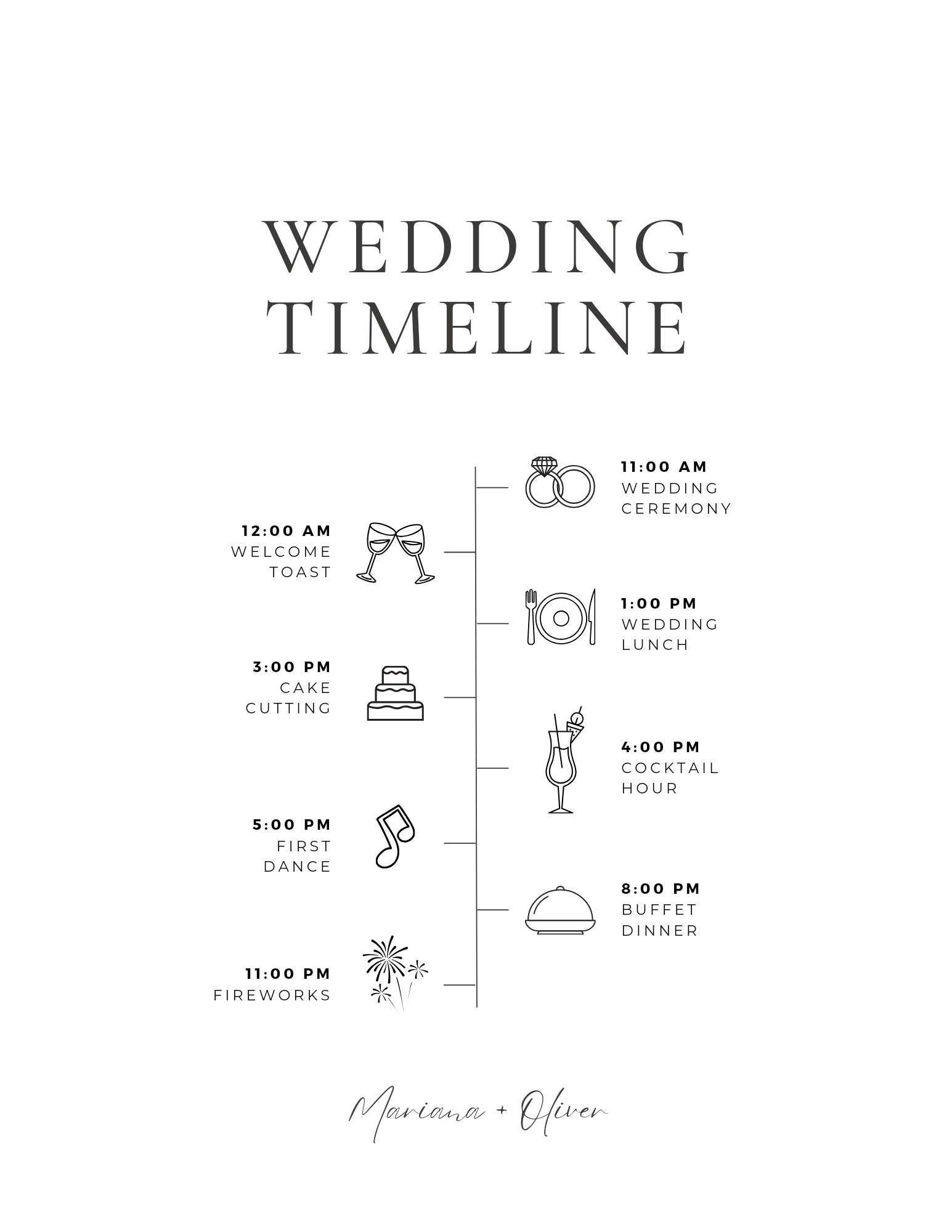 Simplistic Wedding Timeline W/graphics - Etsy