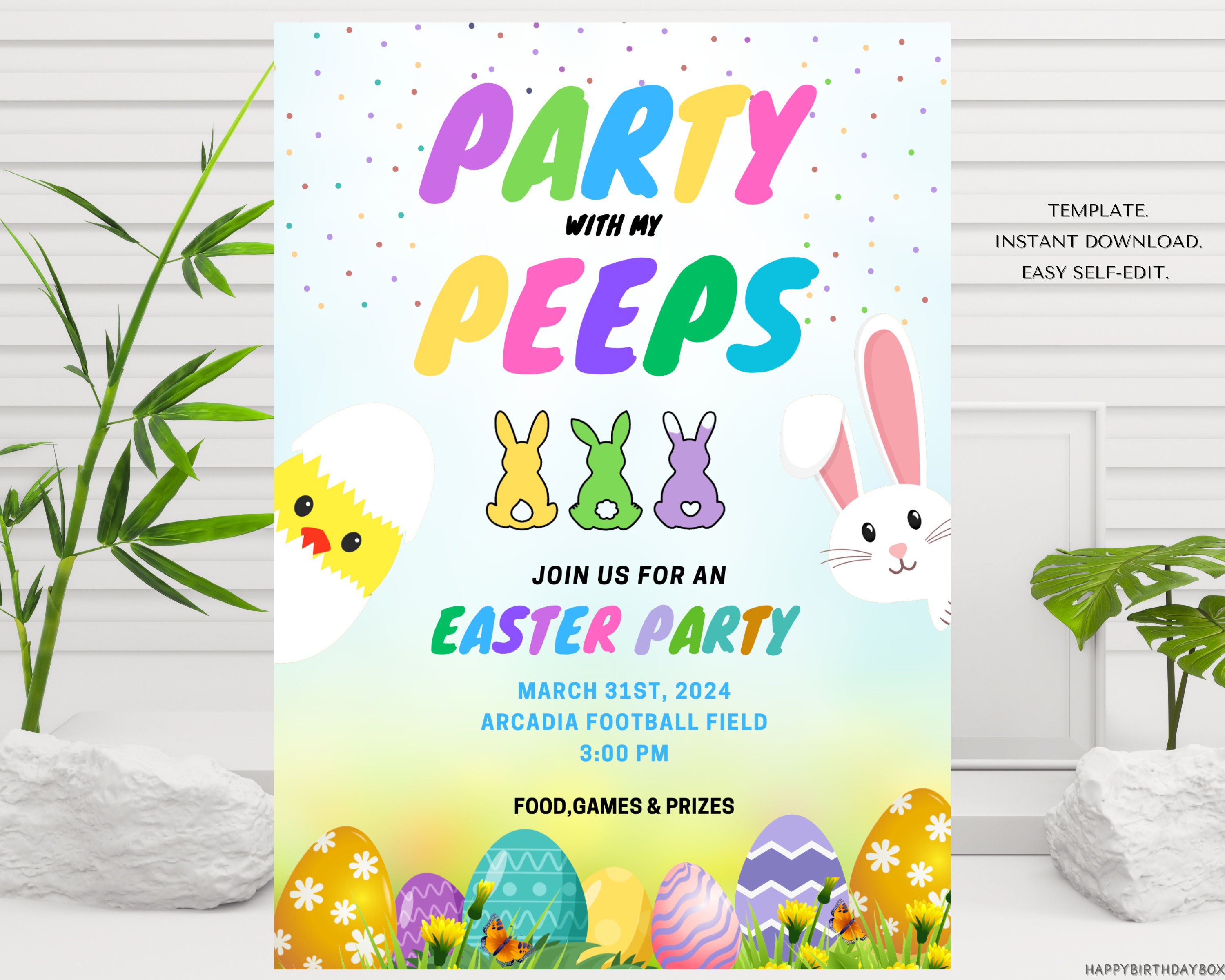 Easter Egg Hunt Invitation Editable Easter Invite Party With My Peeps ...