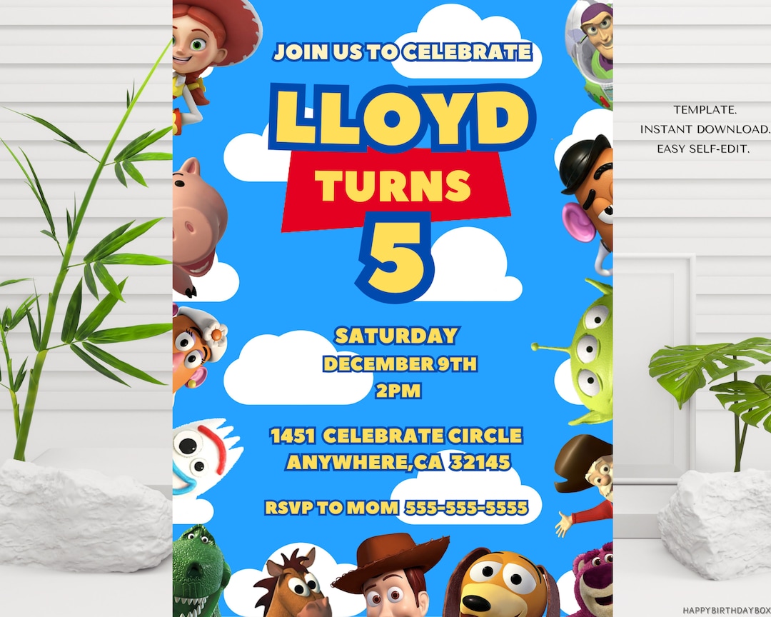 Toy Story Digital Invitation, Toy Story Birthday Party, Kids Digital ...