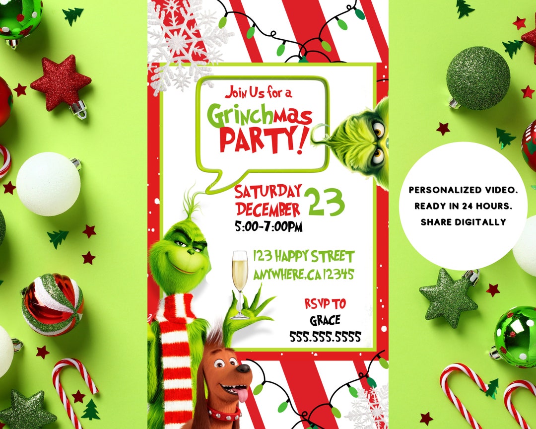 Editable Party Invitation | Merry Grinchmas Invitation | Christmas ...