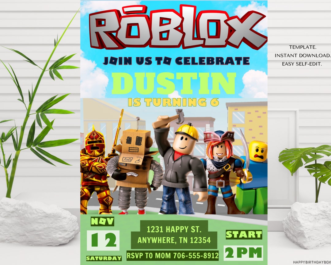 Roblox Invitation, Roblox Invite, Game Party, Roblox Boys Birthday ...