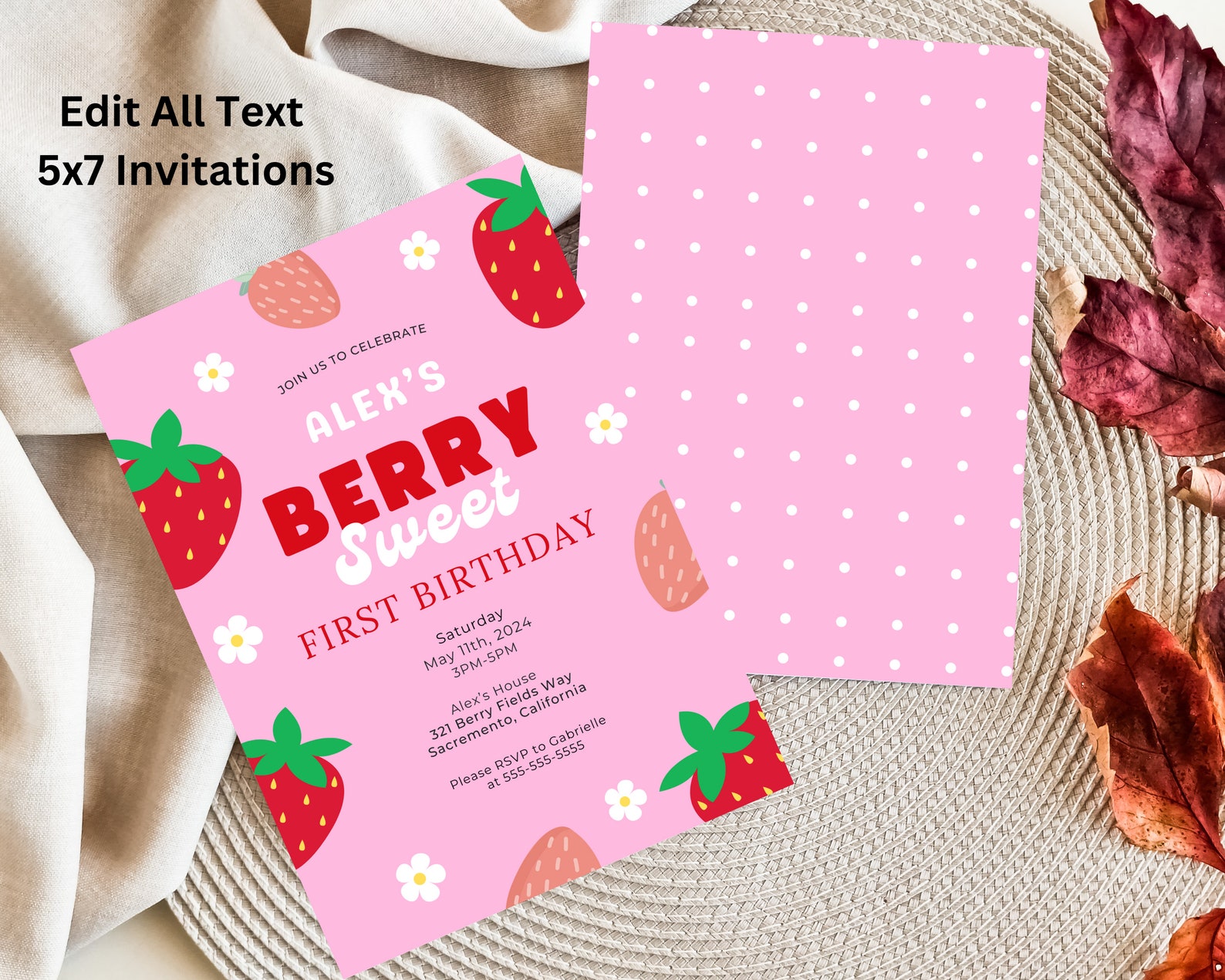 Berry Sweet Birthday Invitation, Girls Birthday, Editable Template ...