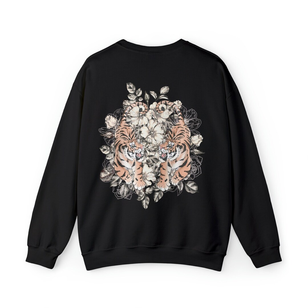 Cozy Two Tigers Floral Sweatshirt Perfect Gift for Wildlife Lovers - Etsy