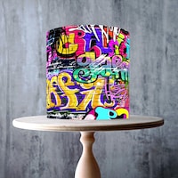 Dark Graffiti Edible Cake Topper – Urban Wall Street Art Design Wrap ...