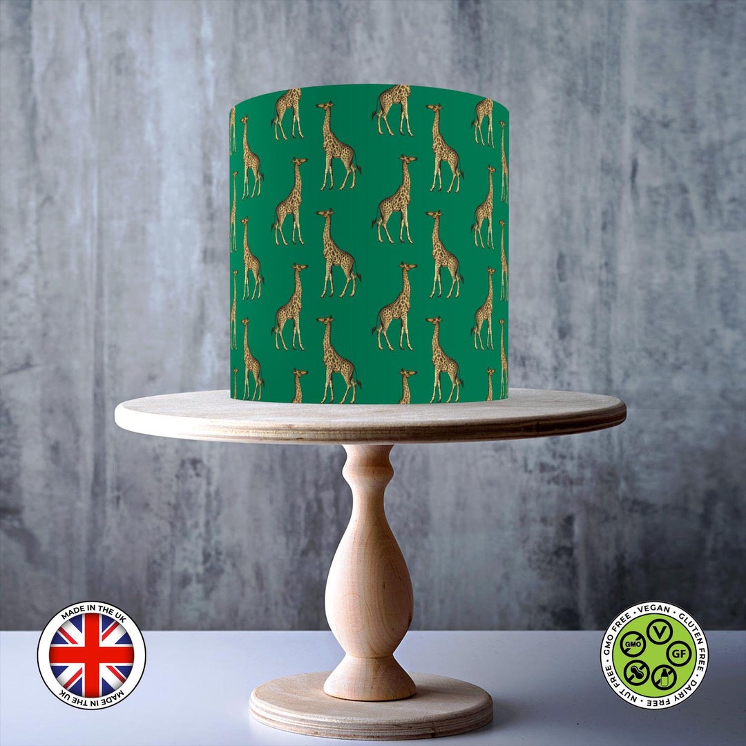 Emerald Green and Gold Giraffe Seamless Pattern Wrap Around Cake Topper ...