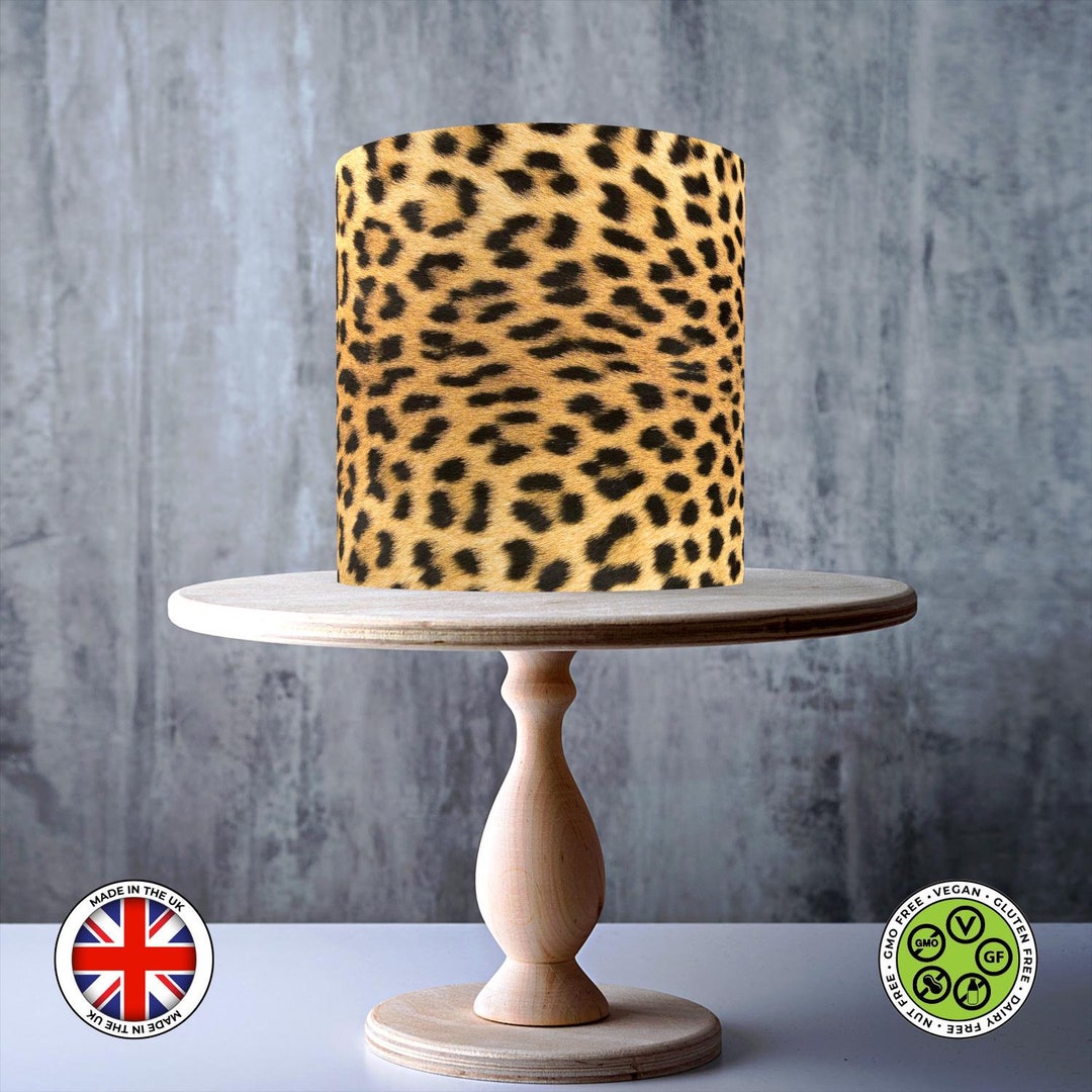 Realistic Leopard Print, Animal Fur Pattern Edible Wrap Around Cake ...