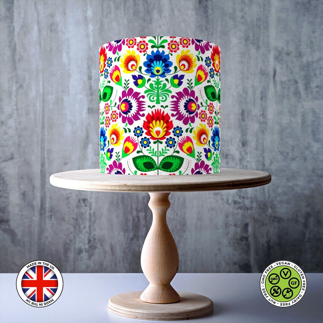 Floral Polish Folk Art Edible Cake Topper – Seamless Traditional ...