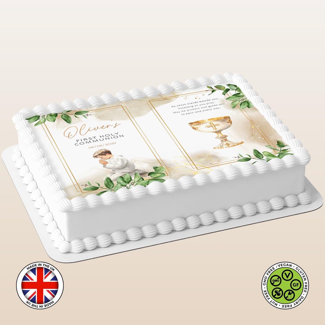 First Communion Edible Cake Topper (fits-costco) – Personalised Book ...
