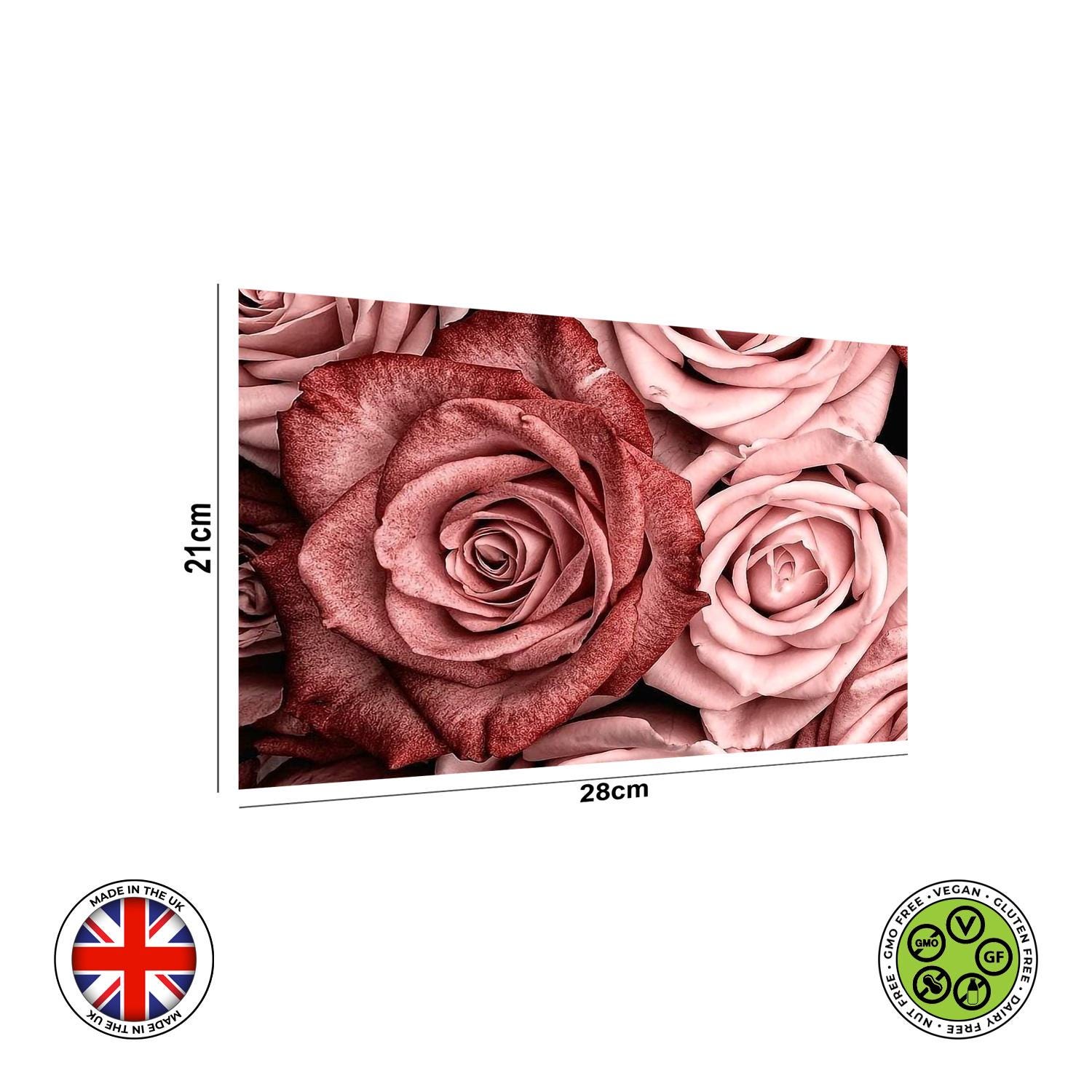 Rust-coloured and Pink Roses Edible Wrap Around Cake Topper, Weddings ...