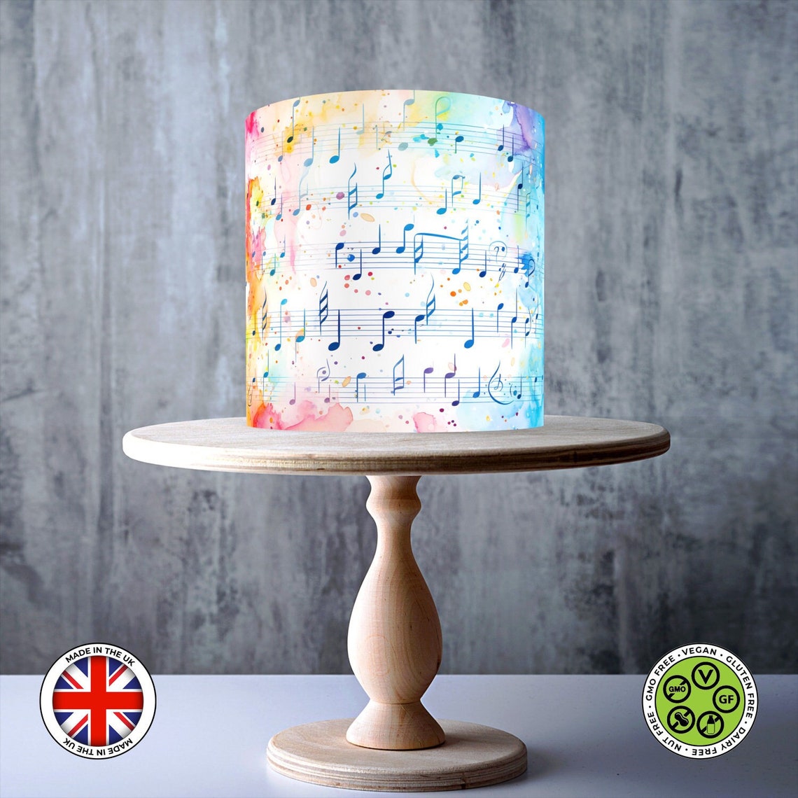 Watercolour Music Notes Edible Cake Topper – Colourful Musical Sheet ...