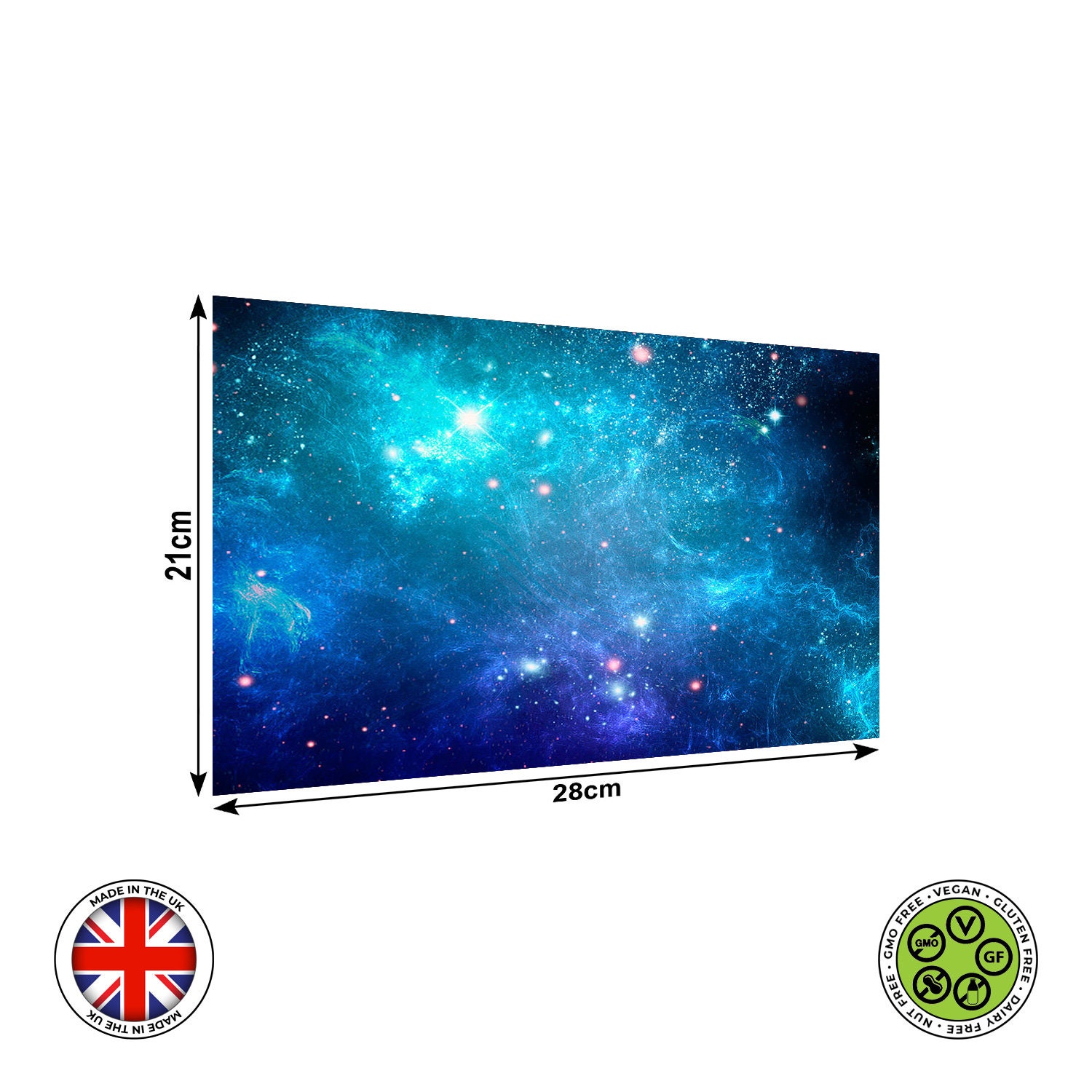 Blue Universe Space Galaxy Wrap Around Edible Cake Topper, ICING Sheet ...