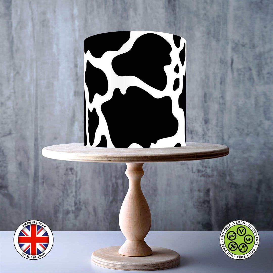 Cow Print Edible Cake Topper – Seamless Black White Animal Pattern Wrap ...