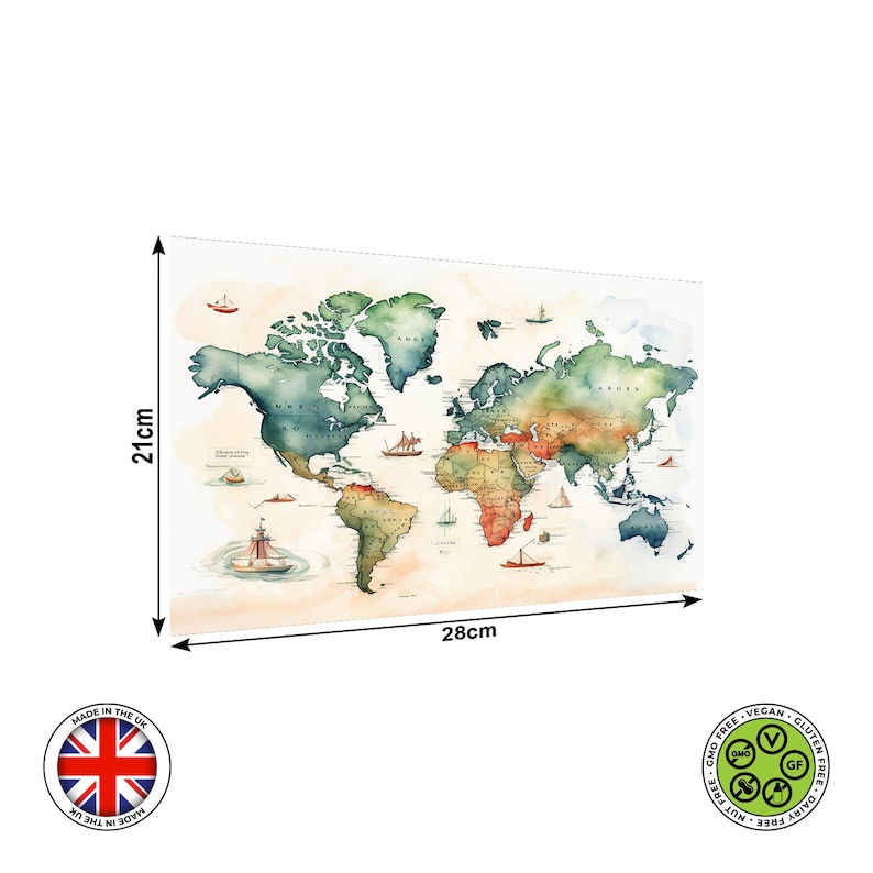 Watercolour Travel Map Edible Cake Topper – Vintage World Adventure ...