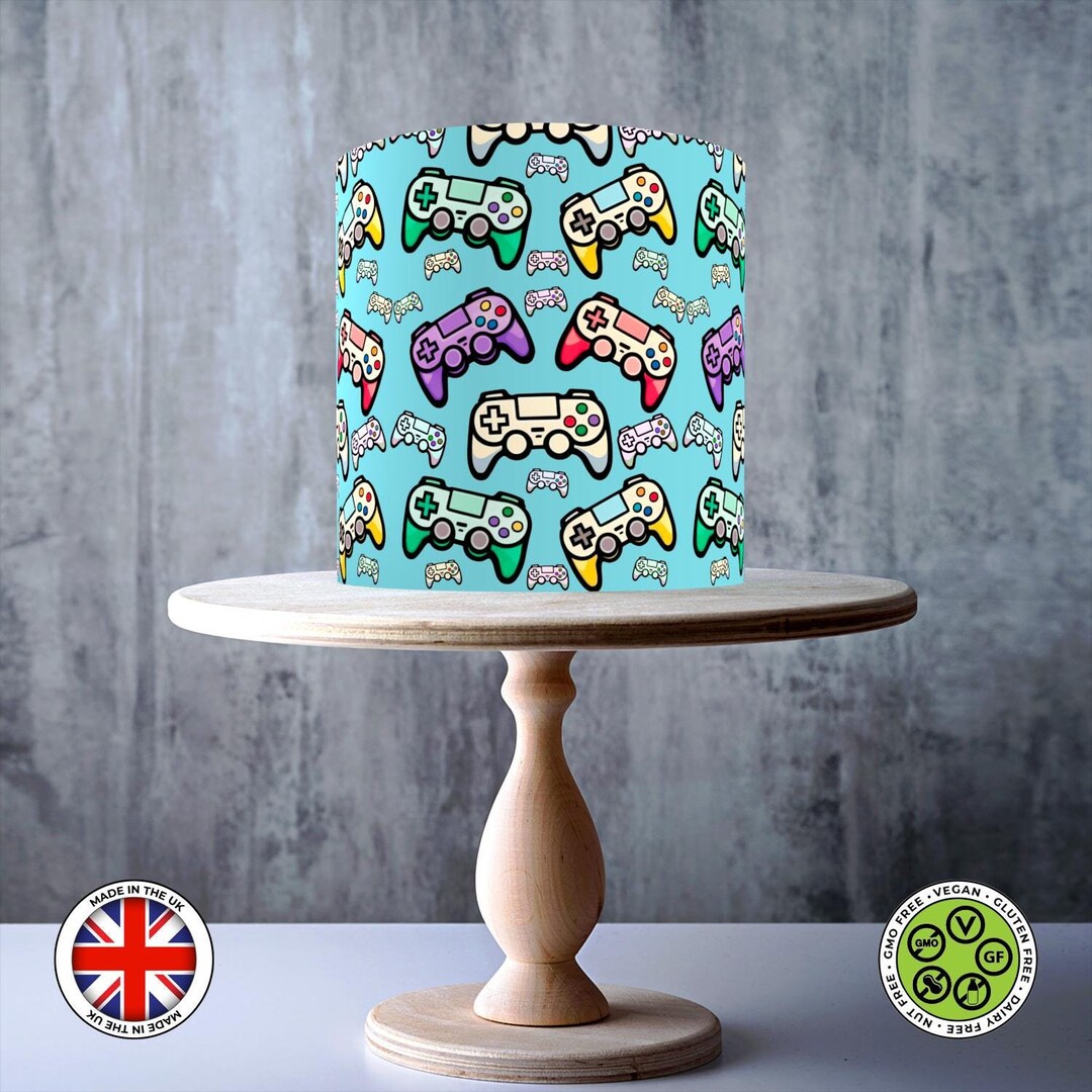 Game Controller-themed, Gaming Seamless Pattern Edible Wrap Around Cake ...
