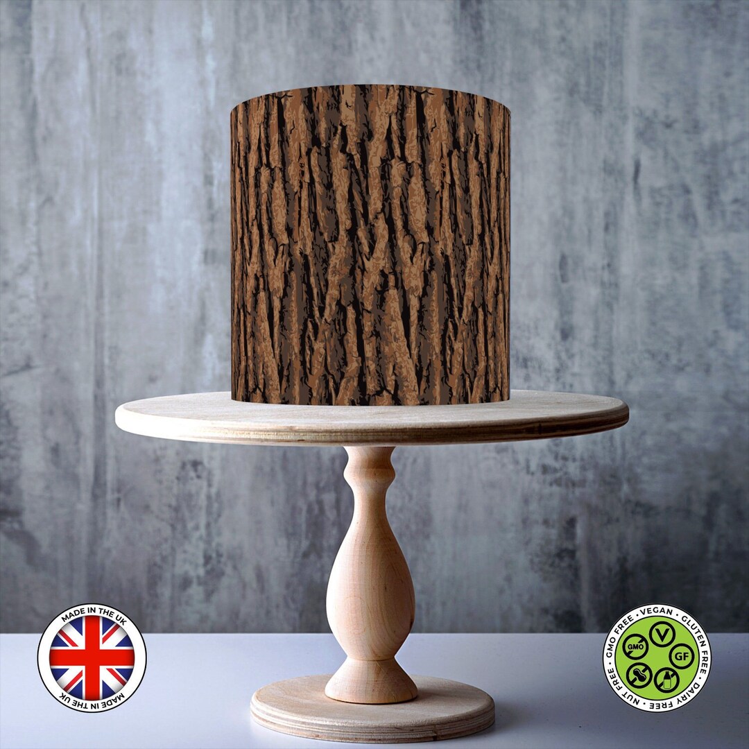 Tree Bark Edible Cake Topper – Rustic Wood Log Texture Wrap - ICING or ...