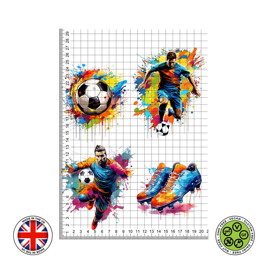 Men’s Football Edible Cake Topper – Colour Splash Sports Set Cut-outs ...