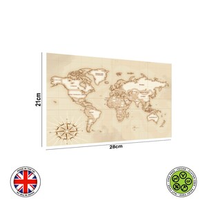 Vintage World Map Wrap Around Edible Cake Topper, ICING Sheet, WAFER ...