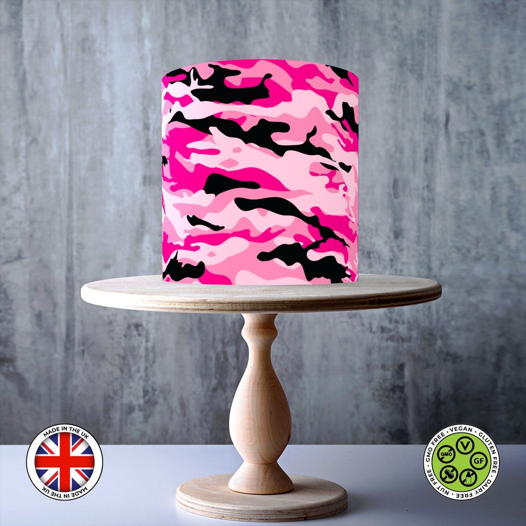 Pink Camouflage Pattern Girl's Camo Wrap Around Edible Cake Topper ...