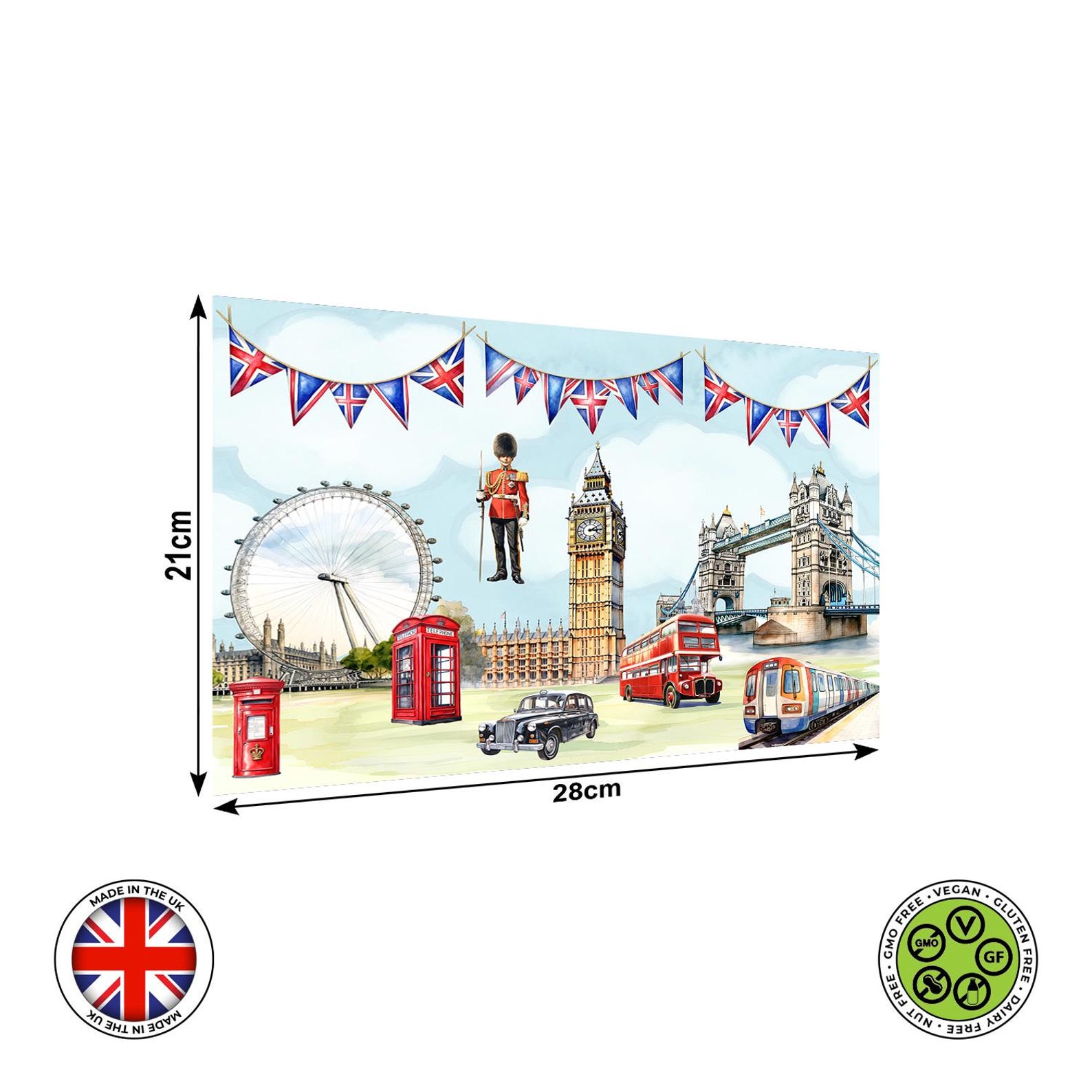 London Cityscape Edible Cake Topper – Big-ben Tower Bridge London Eye ...