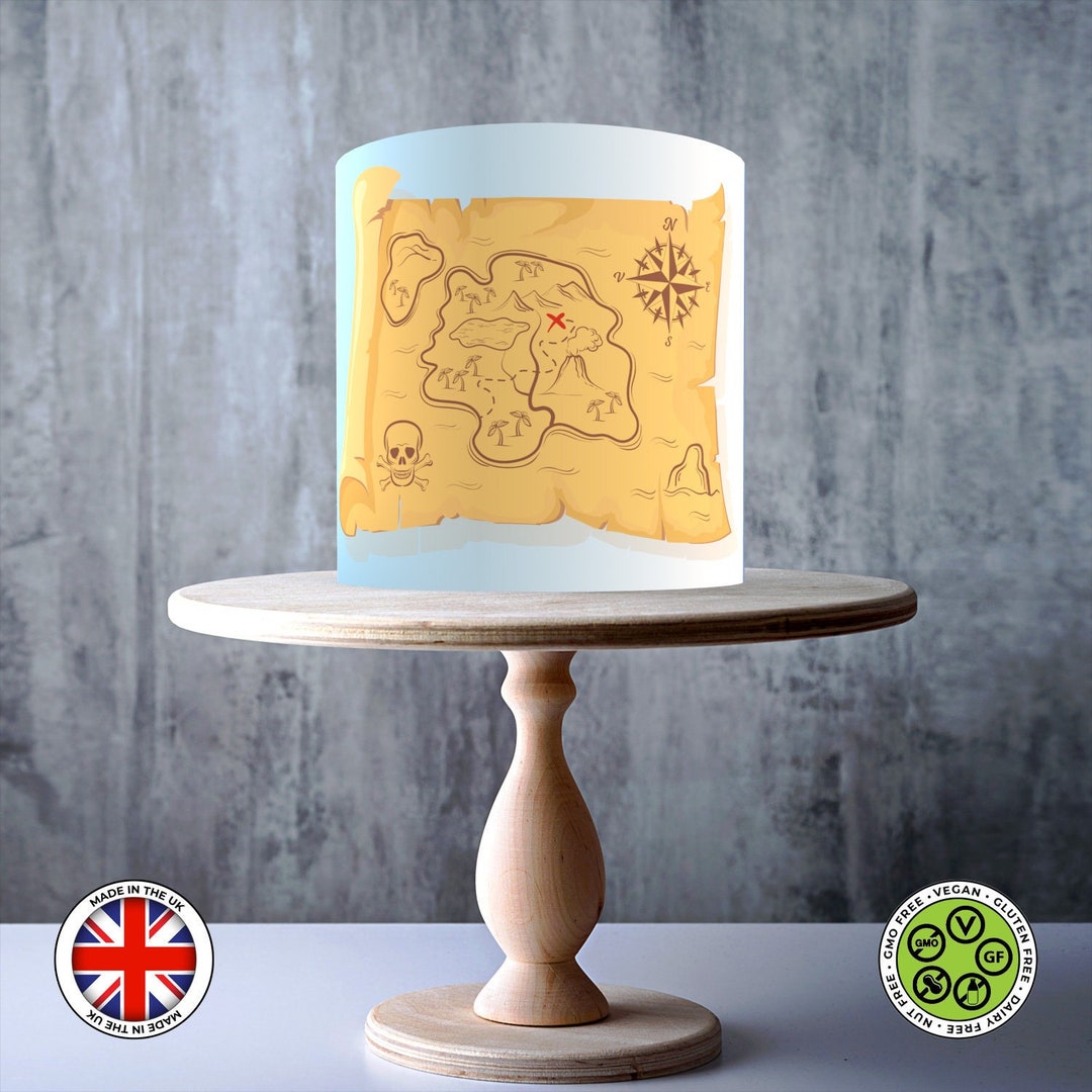 Pirate Treasure Map Edible Cake Topper – Adventure Parchment Design ...