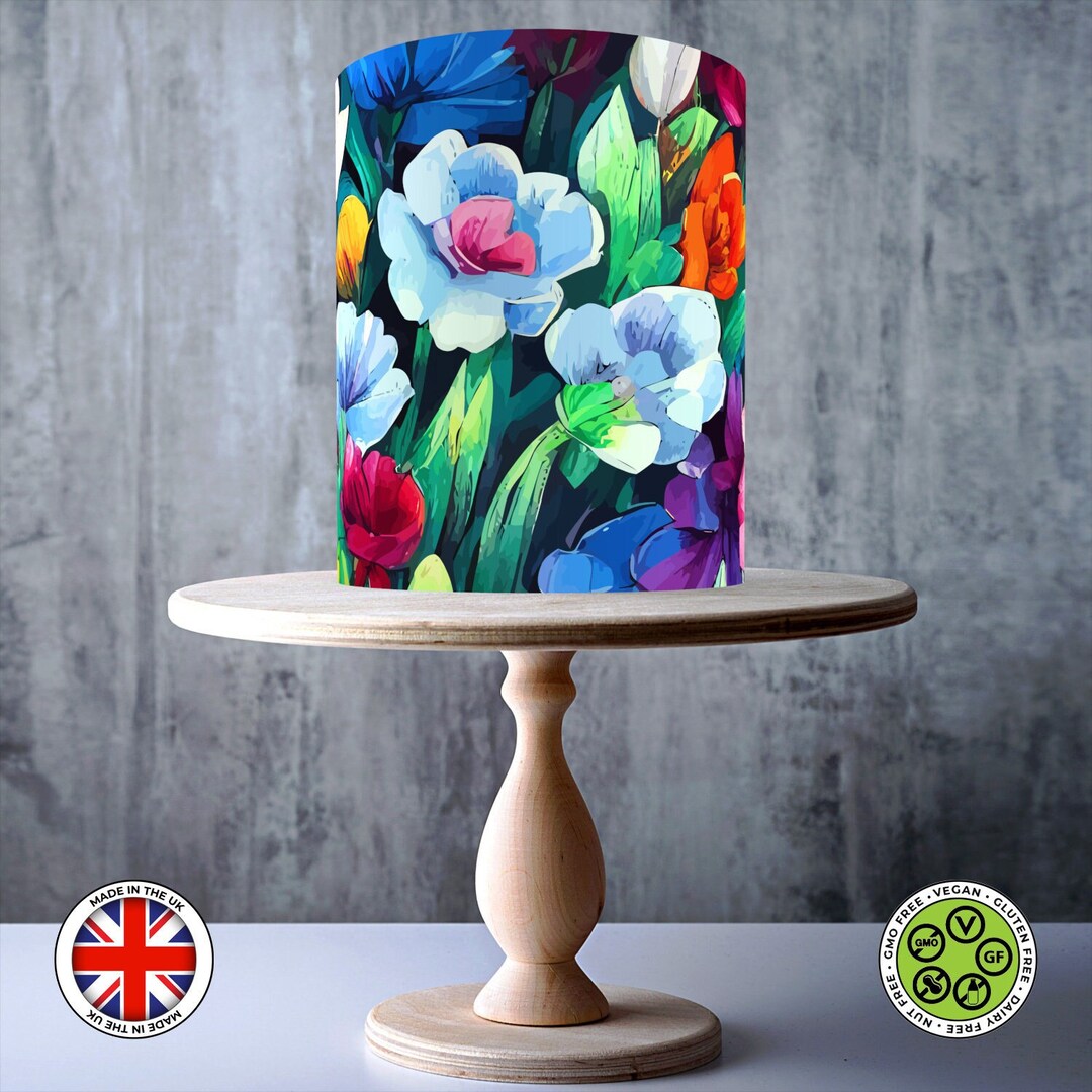 Bright Floral Edible Cake Topper – Colourful Watercolour Flower ...