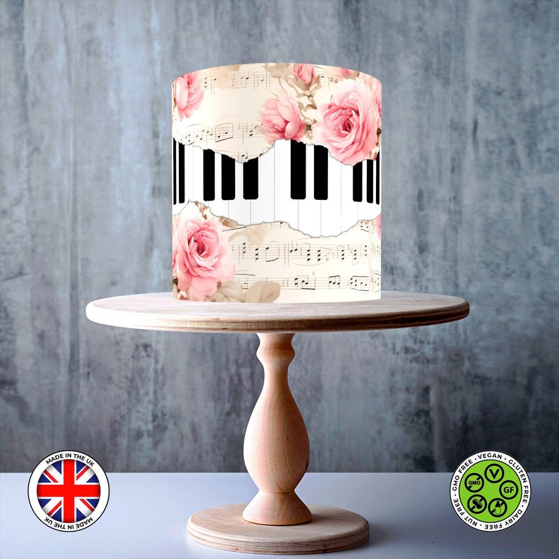 Fault Line Piano Keyboard Shabby Chic Floral Musical Notes Wrap Around ...