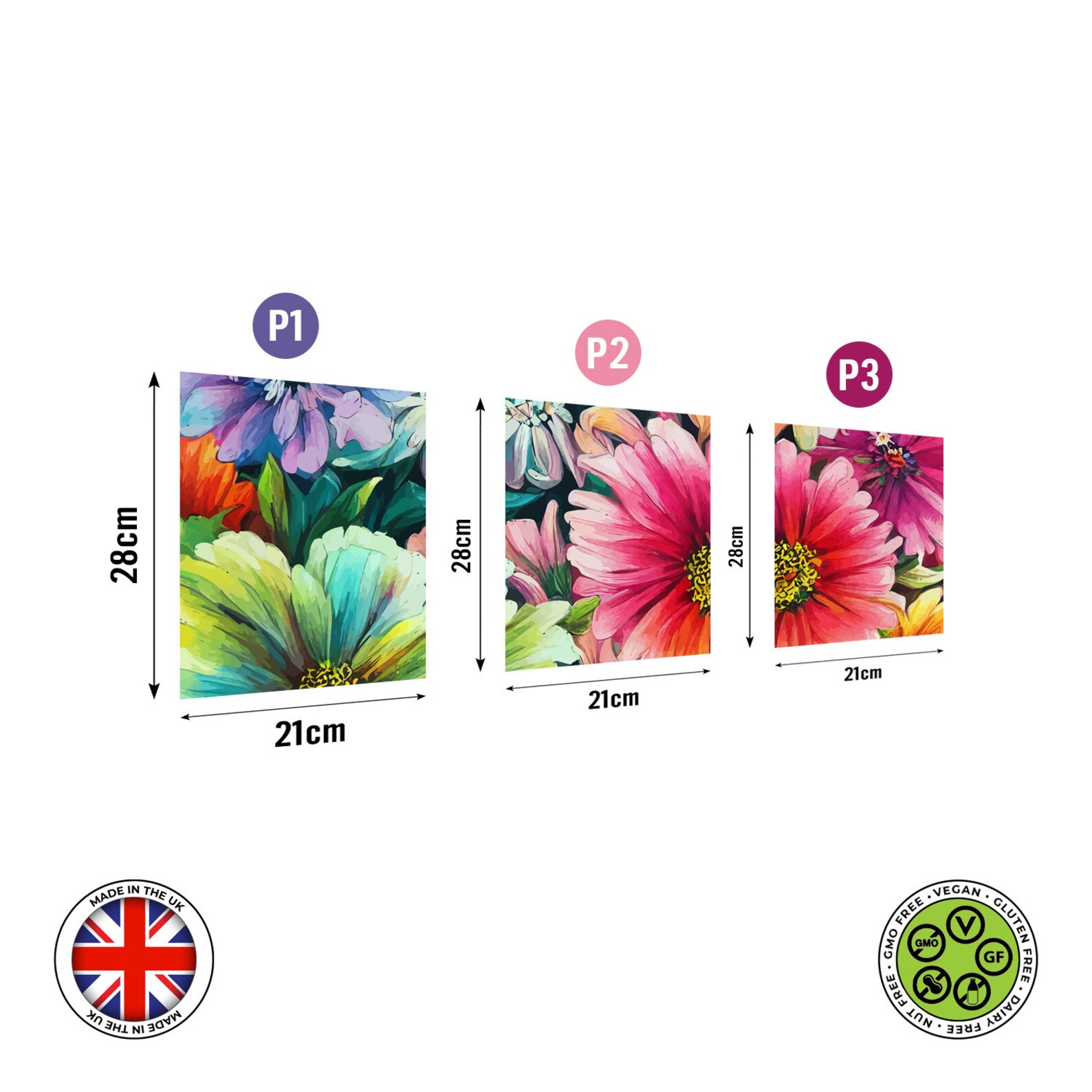 Bold Bloom Edible Cake Topper – Panoramic Vibrant Watercolour Floral ...