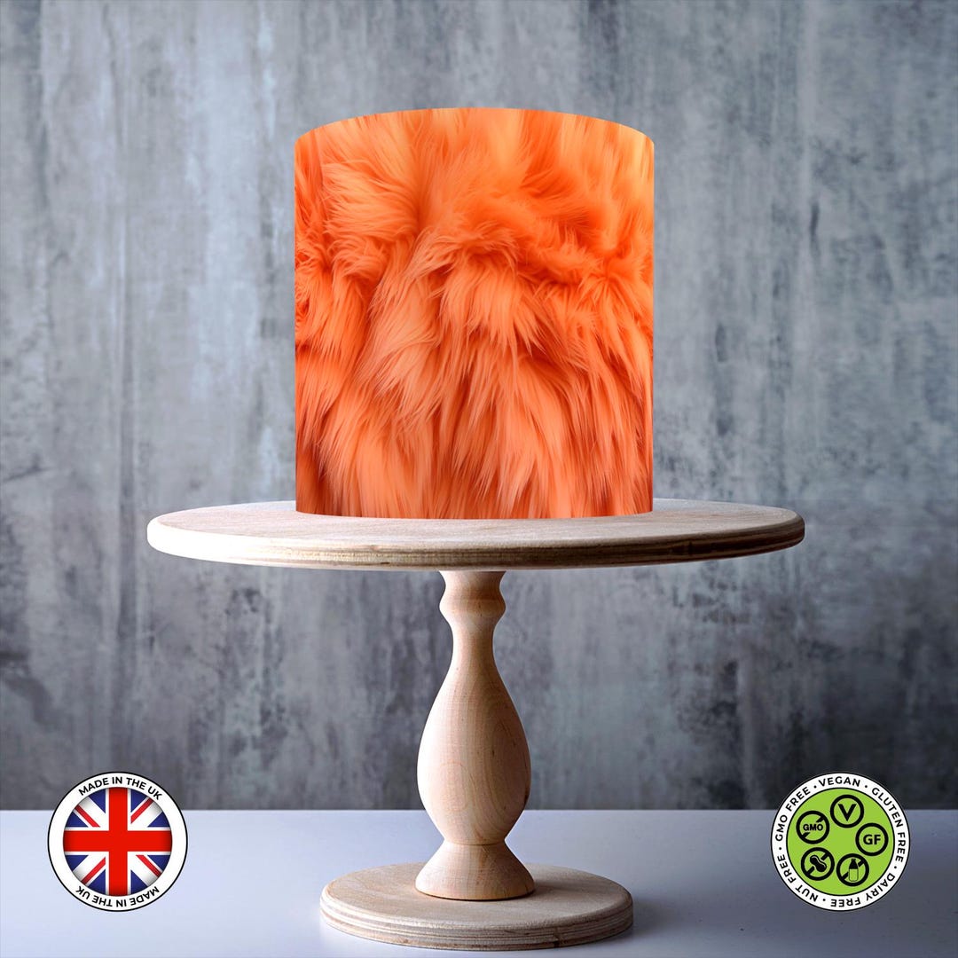 Orange Fluffy Texture Edible Cake Topper – Buffalo Soft Fur Effect Wrap ...
