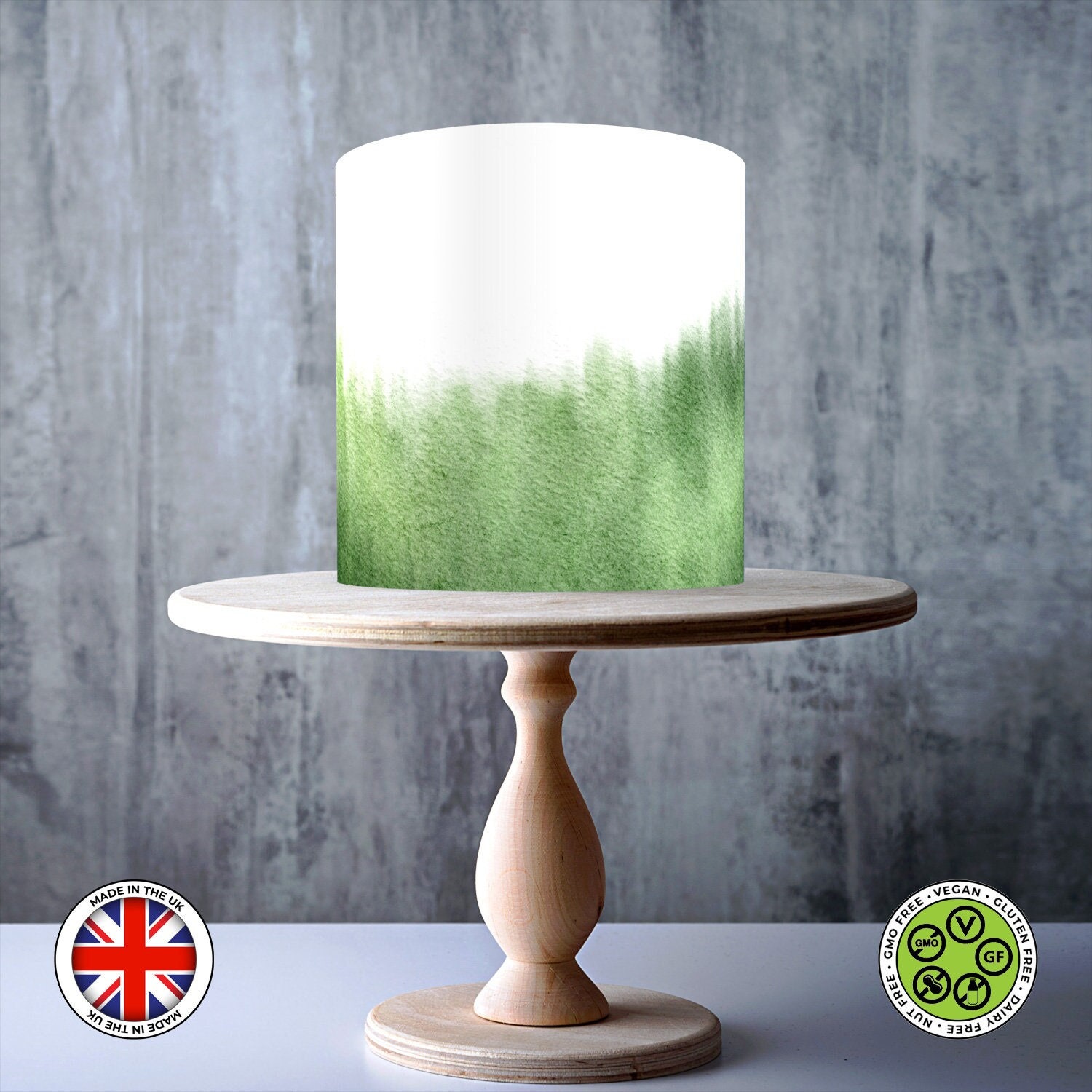 Green Watercolour Edible Cake Topper – Soft Gradient Ombre Pattern ...