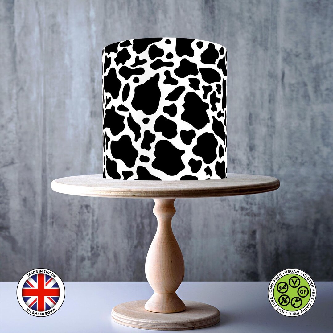 Black and White Cow Print Edible Cake Topper – Seamless Animal Wrap ...