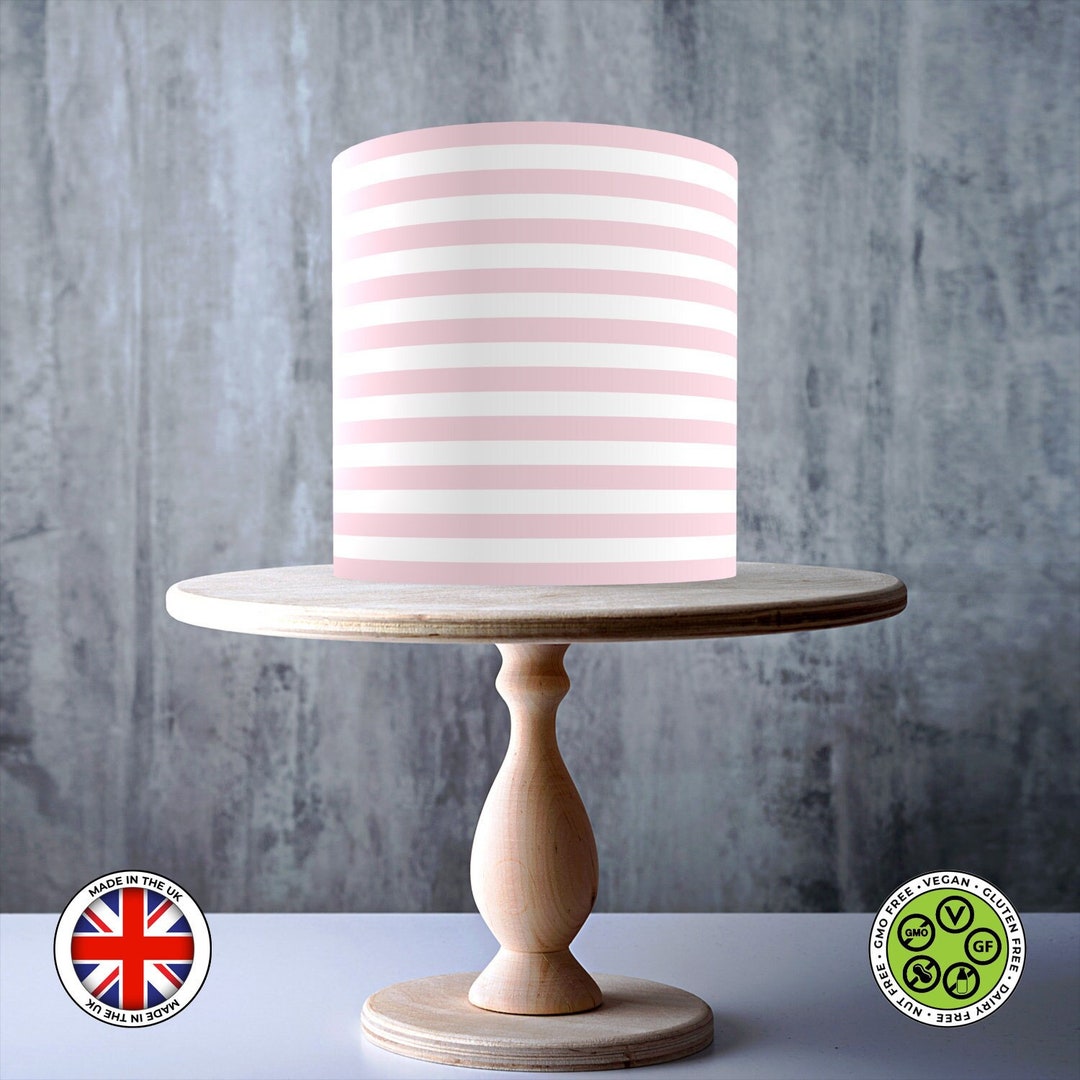 Baby Pink Stripes Seamless Pattern Wrap Around Edible Cake Topper ...