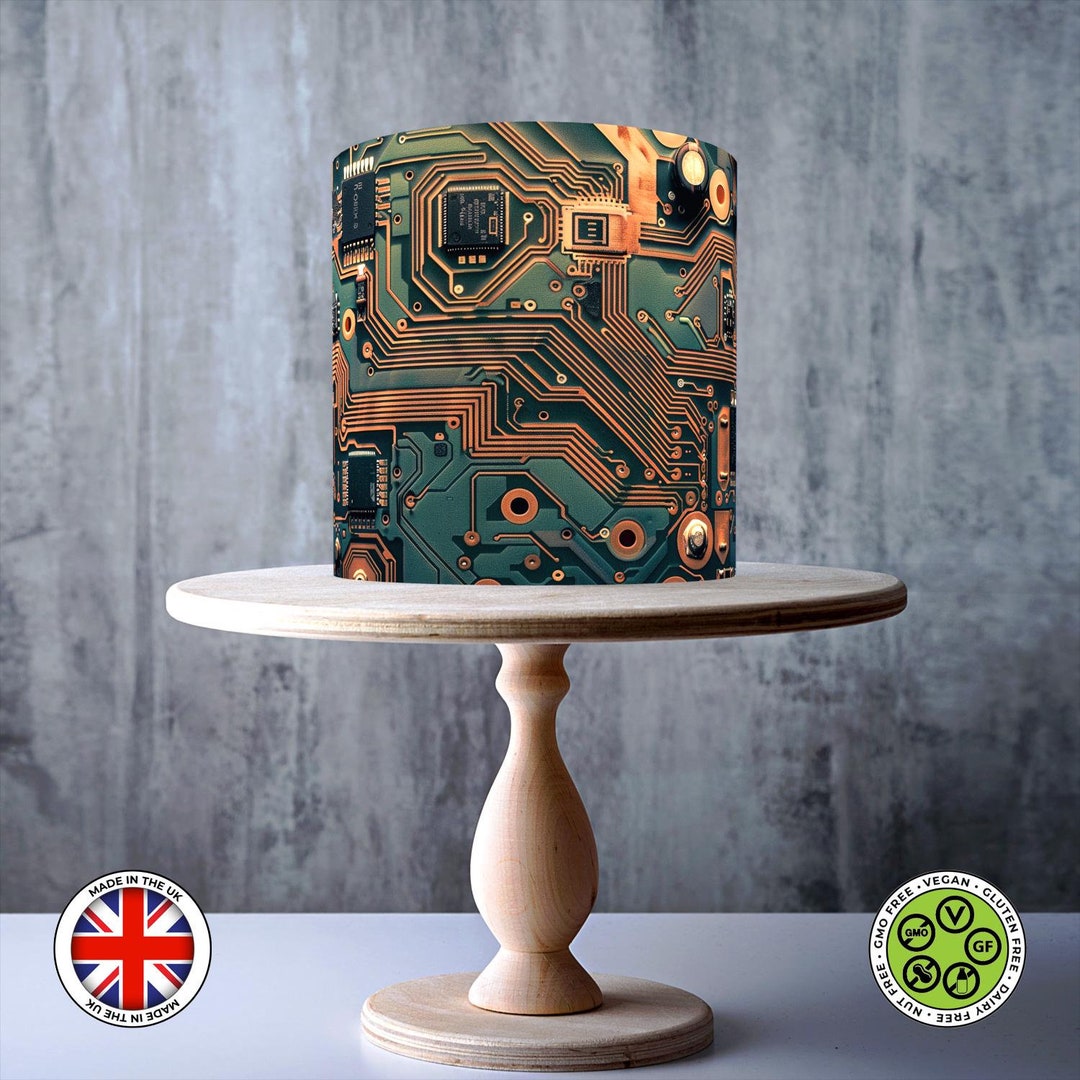 Dark Green and Copper Circuit Board, Motherboard, PCB Edible Wrap ...