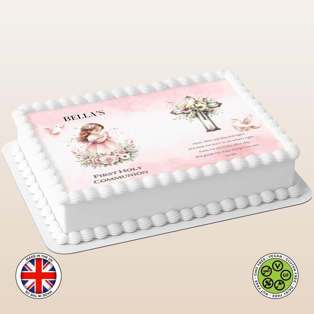 First Holy Communion Edible Cake Topper – Personalised Open Book ...