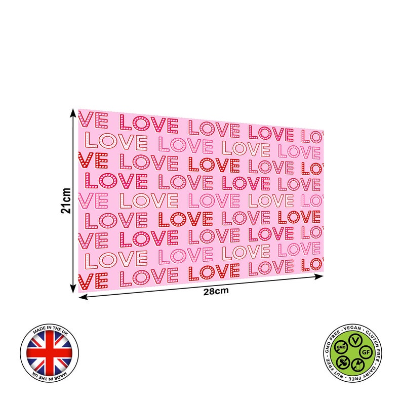 LOVE Edible Cake Topper – Pink Red Seamless Valentine’s Pattern Wrap ...