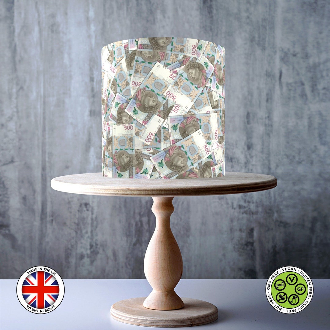 500PLN Polish Zloty Edible Cake Topper – Piled up Notes Design Wrap ...